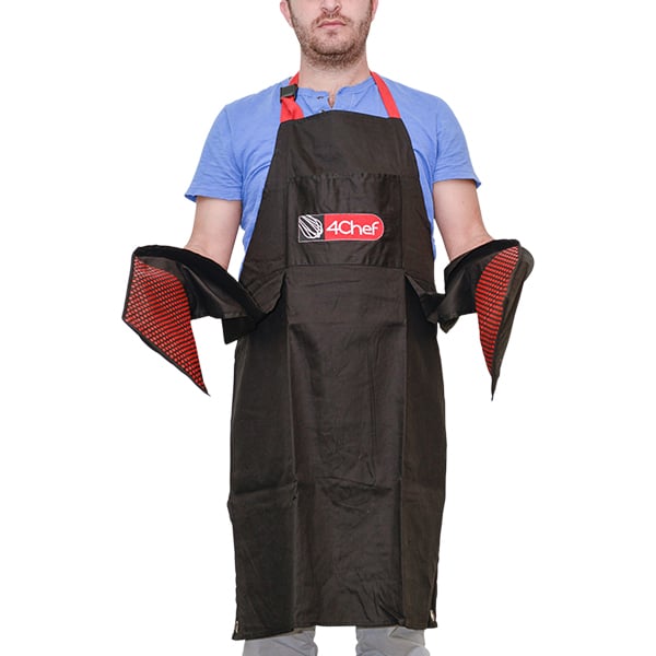 סינר שלם שחור עם כפפות 4Chef - 4Chef