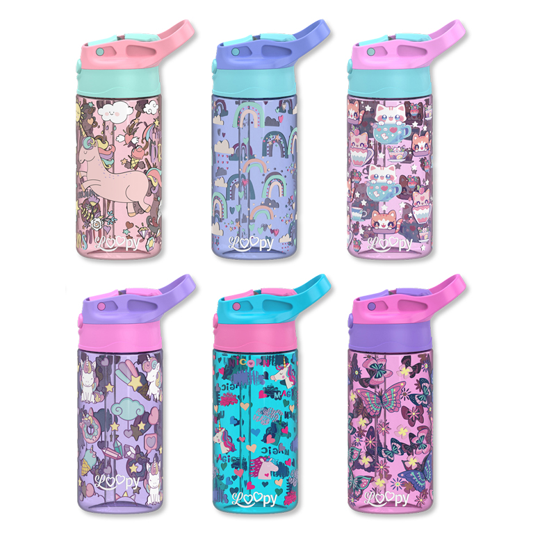 בקבוק אקרילי עם קש LOOPY 420ml בנות - 4Chef